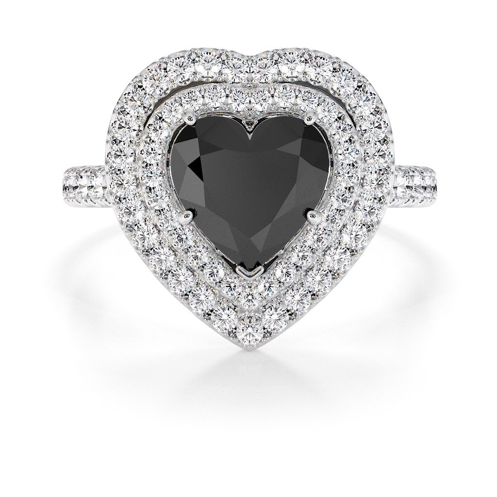 Buy Black diamond heart ring in gold online at best price